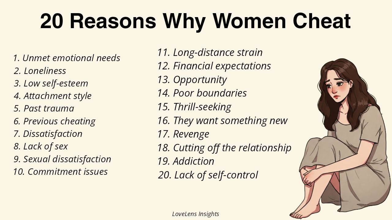 20 Reasons Why Women Cheat - LoveLensInsights.com